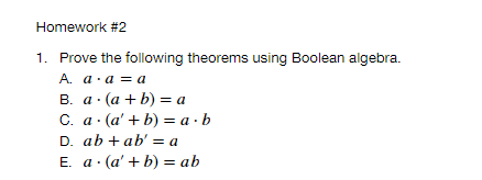 Solved 1. Prove the following theorems using Boolean | Chegg.com