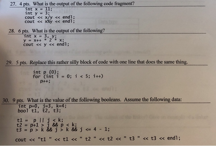 Solved 27. 4 pts. What is the output of the following code | Chegg.com