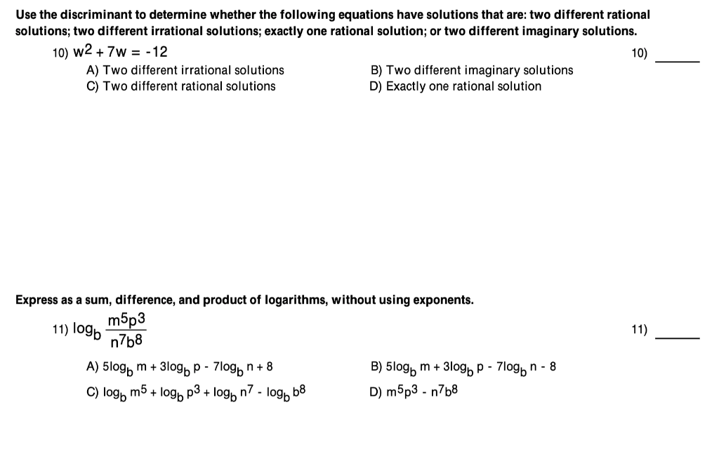 Solved Use the discriminant to determine whether the | Chegg.com