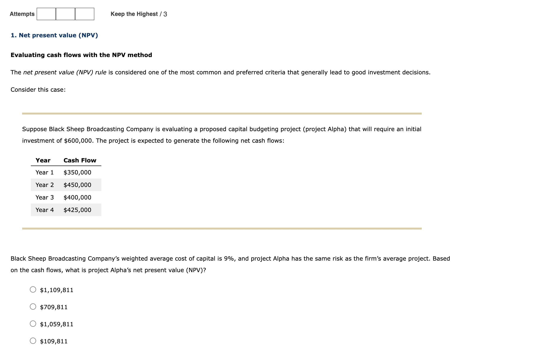 Solved Evaluating cash flows with the NPV method The net | Chegg.com