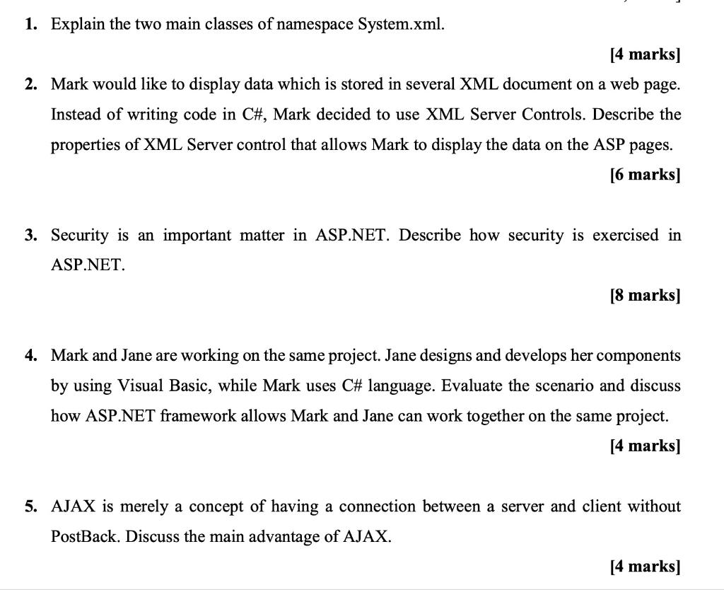 Solved 1. Explain the two main classes of namespace | Chegg.com