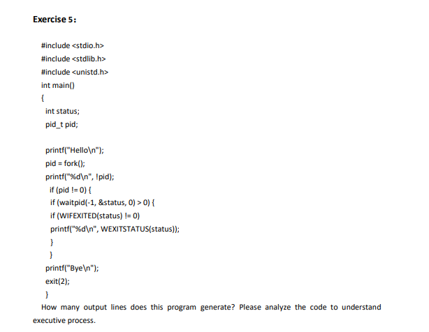 Solved Exercise 5: #include #include #include int main() | Chegg.com
