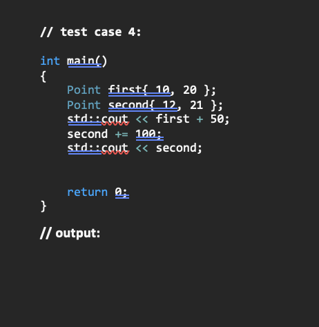 Solved C++ Create a Point class, implement Equality | Chegg.com