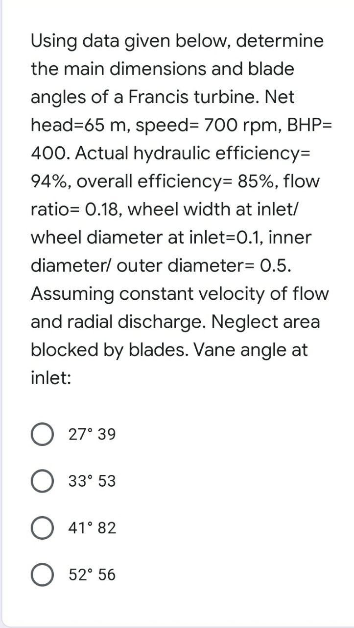 Solved Using data given below, determine the main dimensions | Chegg.com