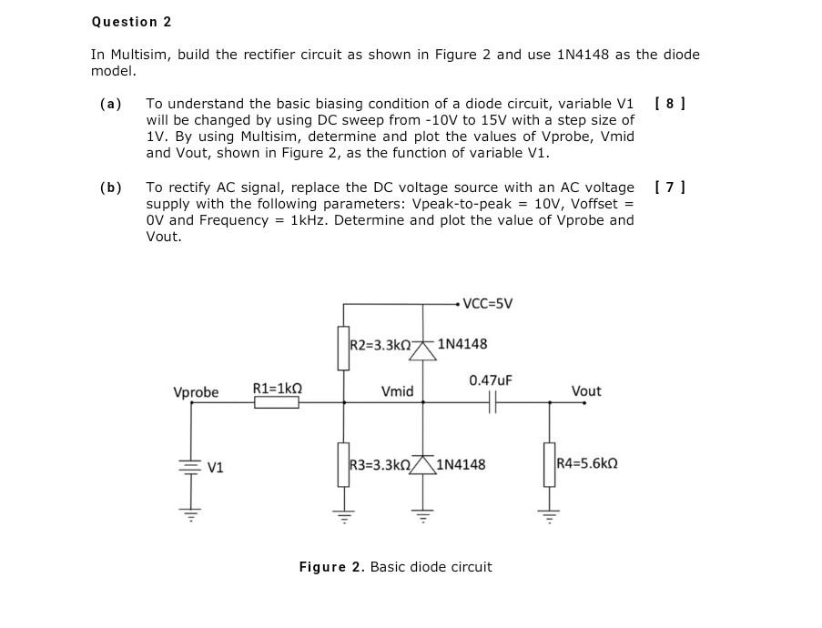 Solved Question 2 In Multisim, build the rectifier circuit | Chegg.com