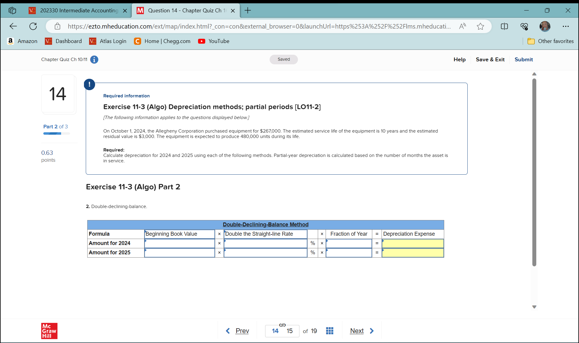 Solved Required information Exercise 11-3 (Algo) | Chegg.com