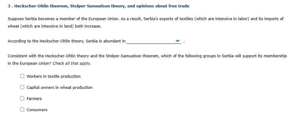 Solved Heckscher-Ohlin theorem, Stolper-Samuelson theory, | Chegg.com