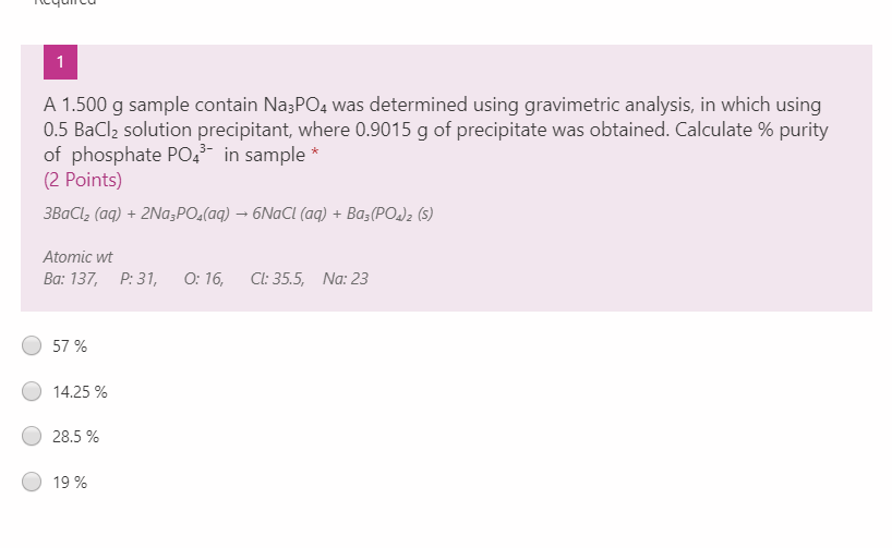Solved 1 A 1.500 g sample contain Na3PO4 was determined | Chegg.com