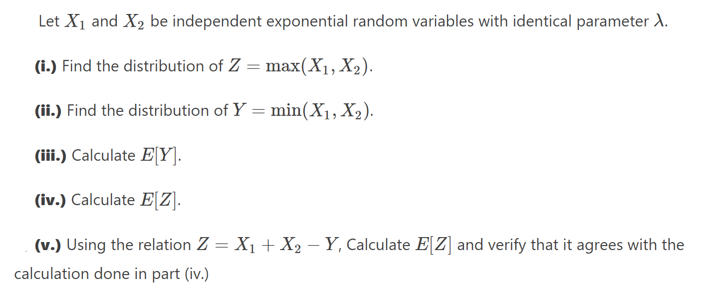 Solved Let X1 and X2 be independent exponential random | Chegg.com