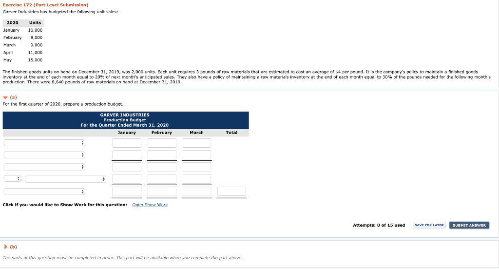 Solved Exercise 172 (Part Level Submission) Garver | Chegg.com