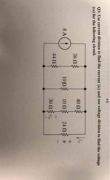 Solved 4 0 Q3: Use current division to find the current (io) | Chegg.com