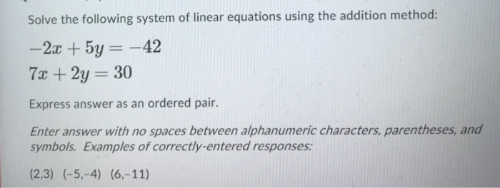 Solved Solve the following system of linear equations using | Chegg.com
