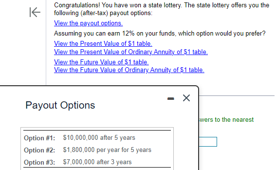 Solved The present value of the payout is: (Round your | Chegg.com