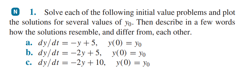 Solved N 1. Solve each of the following initial value | Chegg.com
