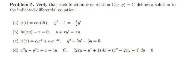 Solved Problem 5. Verify that each function \\( \\phi \\) or | Chegg.com