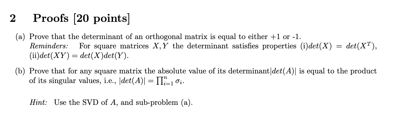 Solved 2 Proofs (20 points) = = (a) Prove that the | Chegg.com