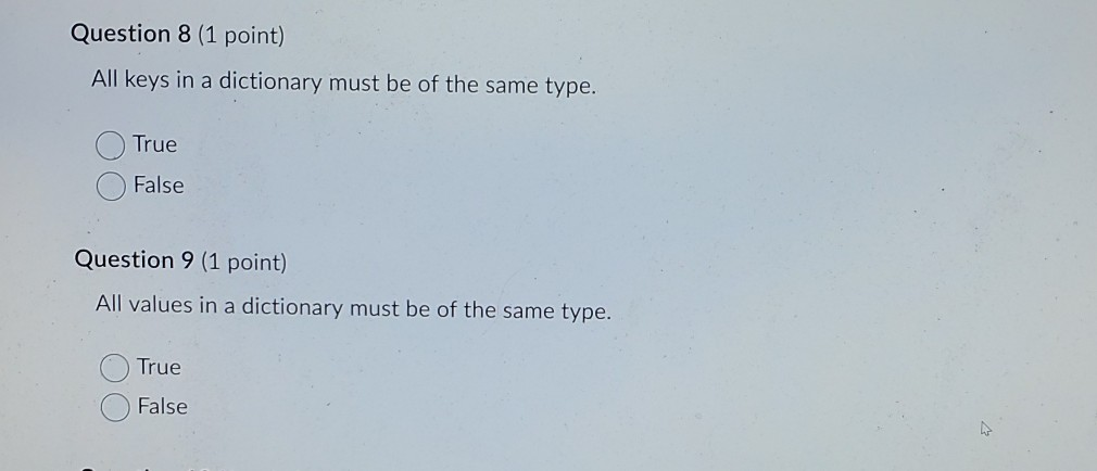 Solved Question 6 (1 point) Which of the following types | Chegg.com