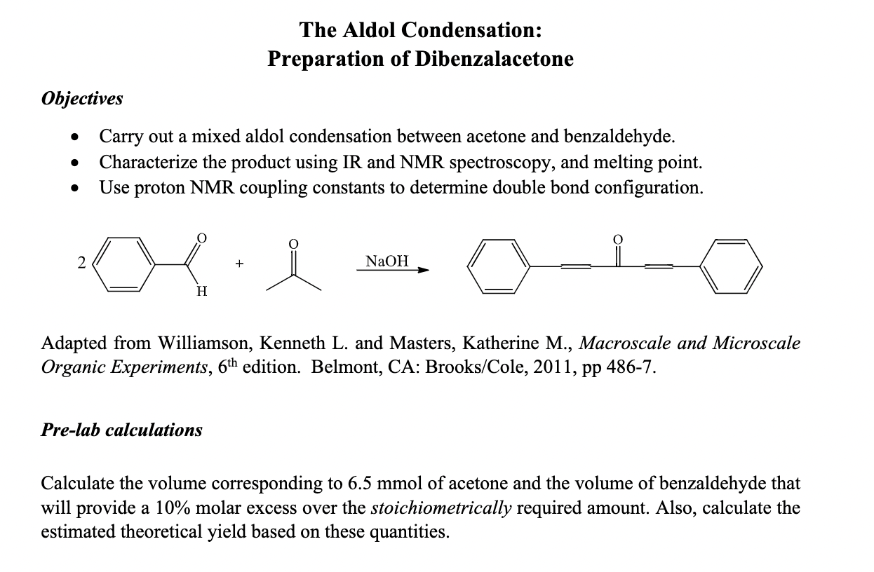 Solved The Aldol Condensation: Preparation of | Chegg.com