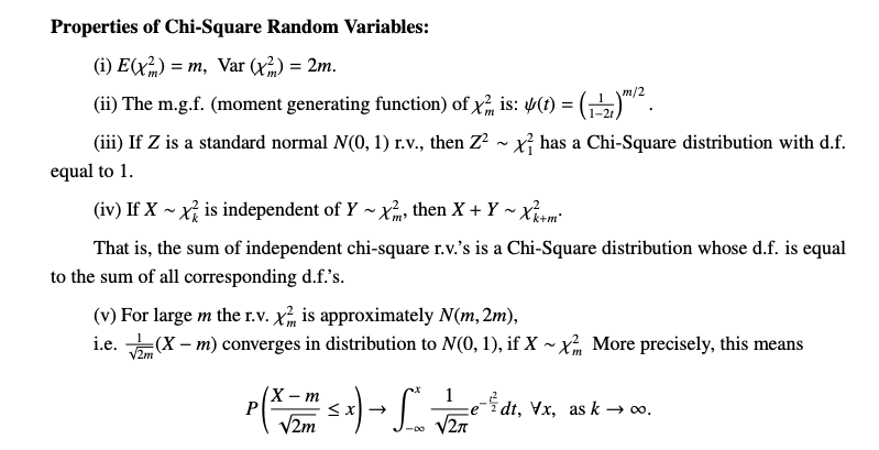 Solved Properties of Chi-Square Random Variables: m/2 (i) | Chegg.com