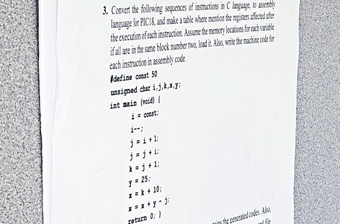 3. Convert the following sequences of instructions in | Chegg.com