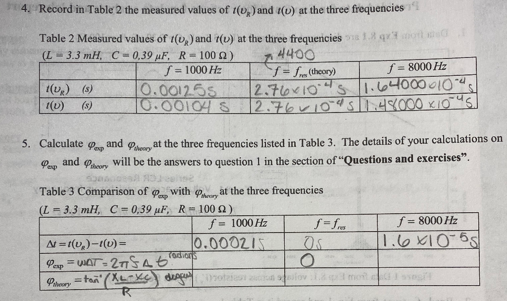 Solved I need help solving table 3 missing components please | Chegg.com