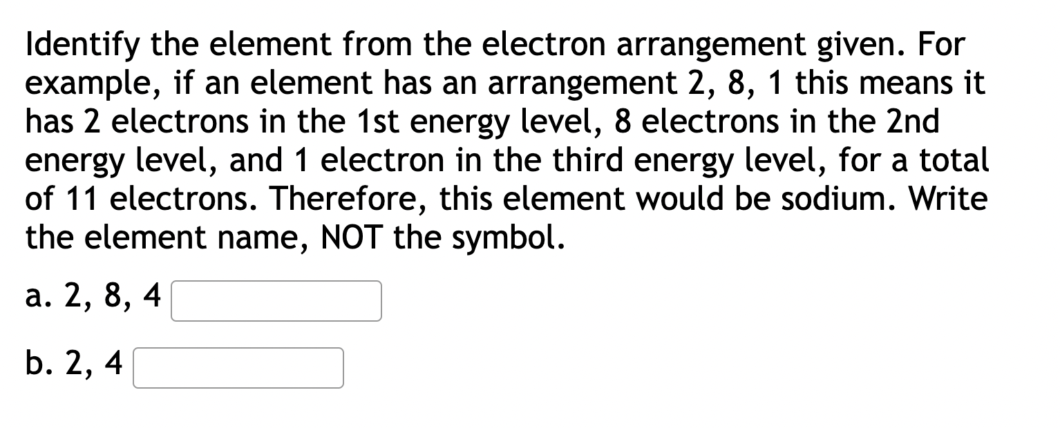 Solved Identify the element from the electron arrangement | Chegg.com