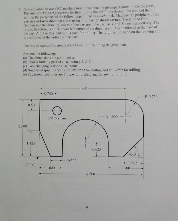 Solved You are asked to use a NC machine tool to machine the | Chegg.com