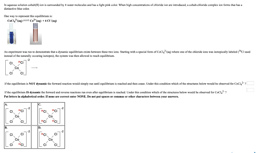 Solved In aqueous solution cobalt(II)ion is surrounded by 4 | Chegg.com