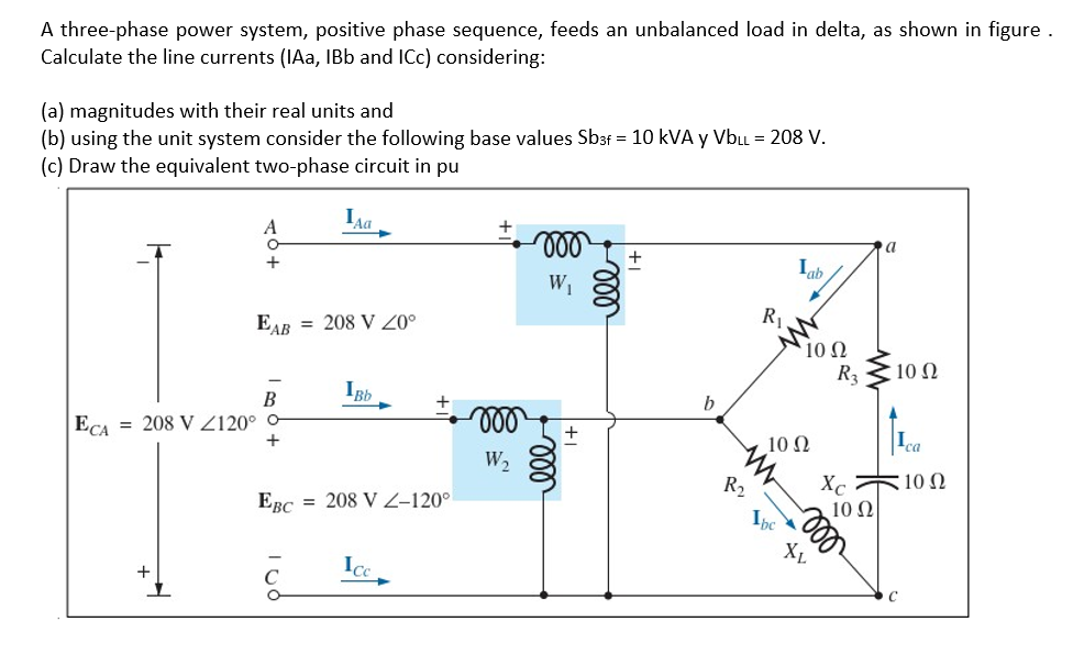 Solved A three-phase power system, positive phase sequence, | Chegg.com