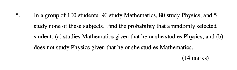 Solved In a group of 100 students, 90 study Mathematics, 80 | Chegg.com