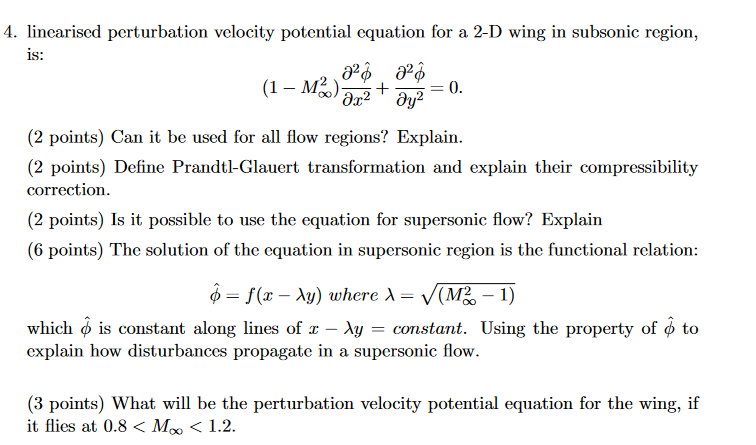 Solved linearised perturbation velocity potential equation | Chegg.com
