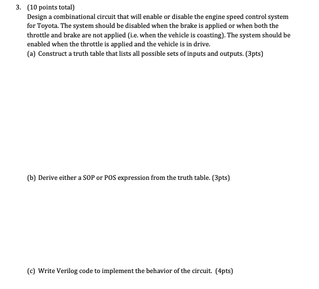 Solved 3. (10 points total) Design a combinational circuit | Chegg.com