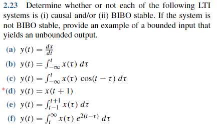 Solved 2.23 Determine whether or not each of the following | Chegg.com
