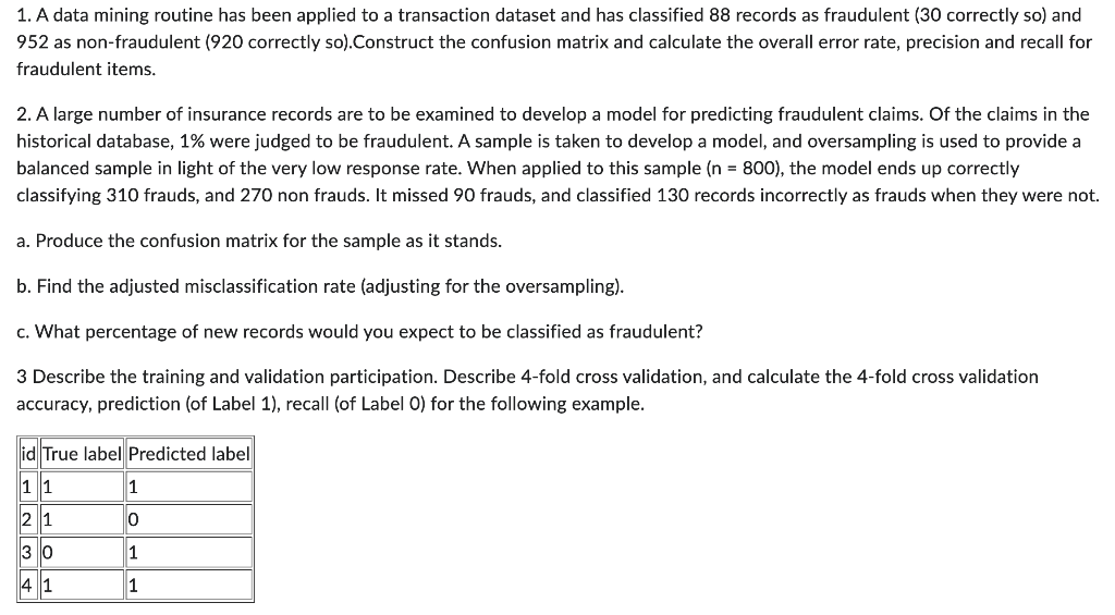 Solved 1. A data mining routine has been applied to a | Chegg.com