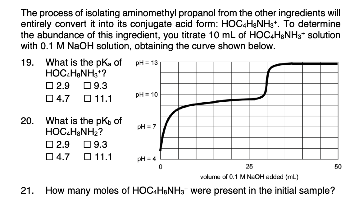 Solved The process of isolating aminomethyl propanol from | Chegg.com