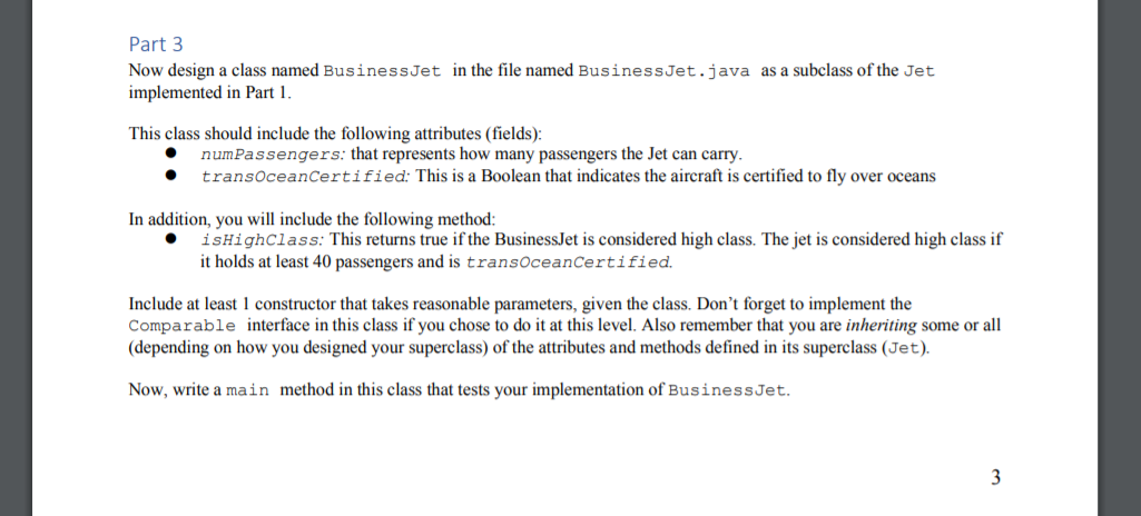 Solved public class Jet implements Comparable { | Chegg.com