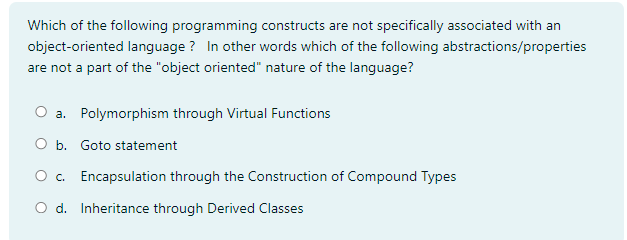 Which of the following programming constructs are not | Chegg.com