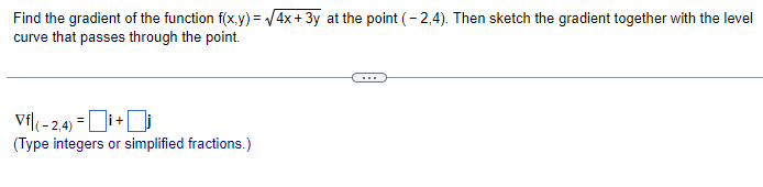 Solved Find the gradient of the function f(x,y)=4x+3y at the | Chegg.com