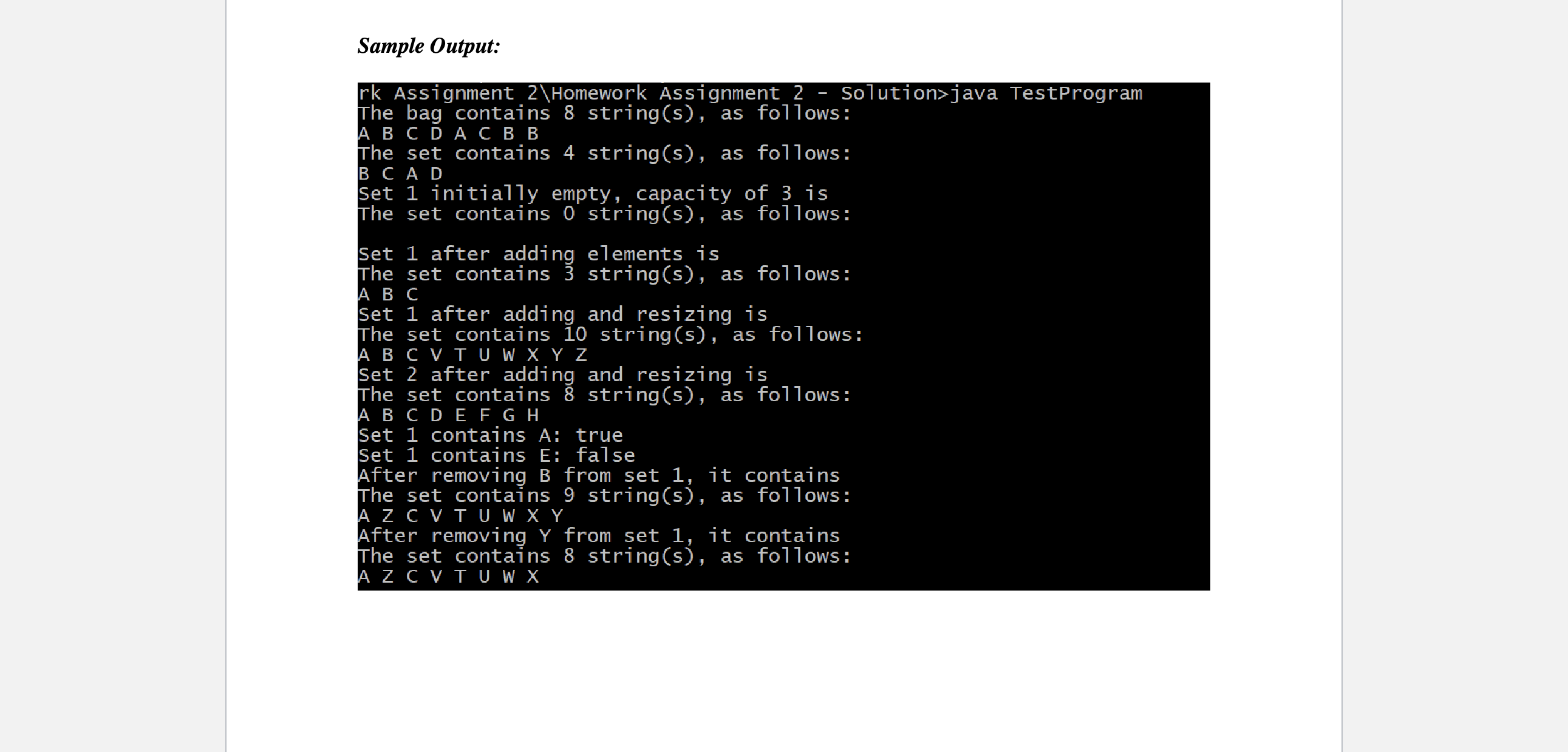 Consider the Java interface for a class of bags | Chegg.com