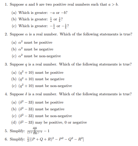 Solved 1. Suppose a and b are two positive real numbers such | Chegg.com