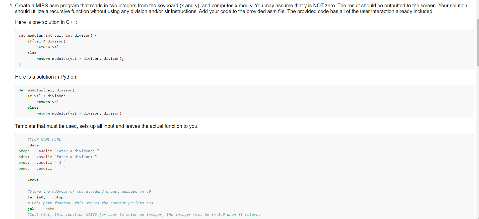 Solved 1 Create A Mips Asm Program That Reads In Two 