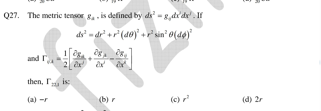 Solved V 19 20 The metric tensor g, is defined by ds = | Chegg.com