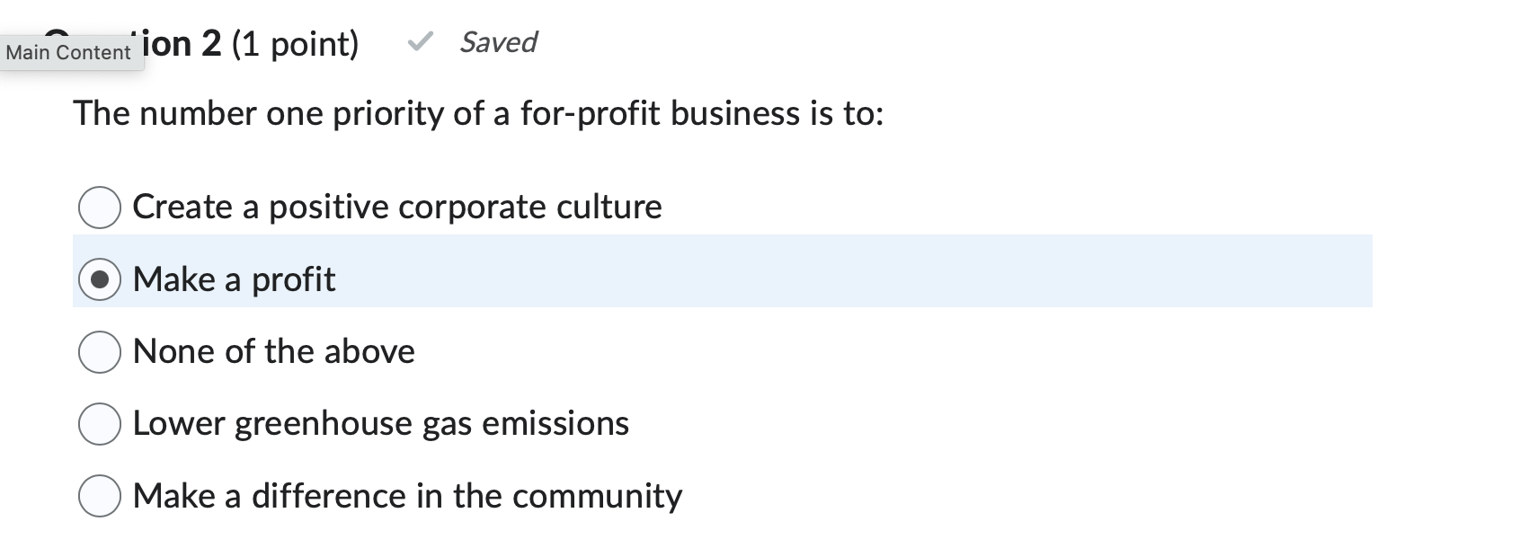 Solved Main Content ion 2 (1 ﻿point)The number one priority | Chegg.com