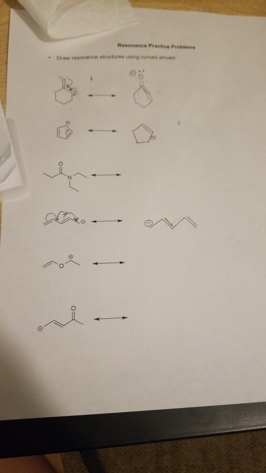 Solved Resonance Practice Problems Draw resonance structures | Chegg.com