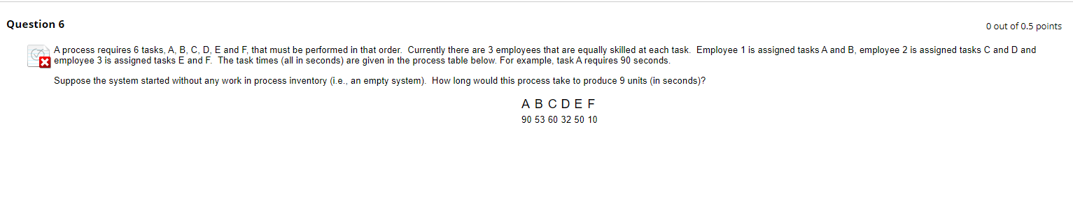 Solved Question 6 O out of 0.5 points A process requires 6 | Chegg.com