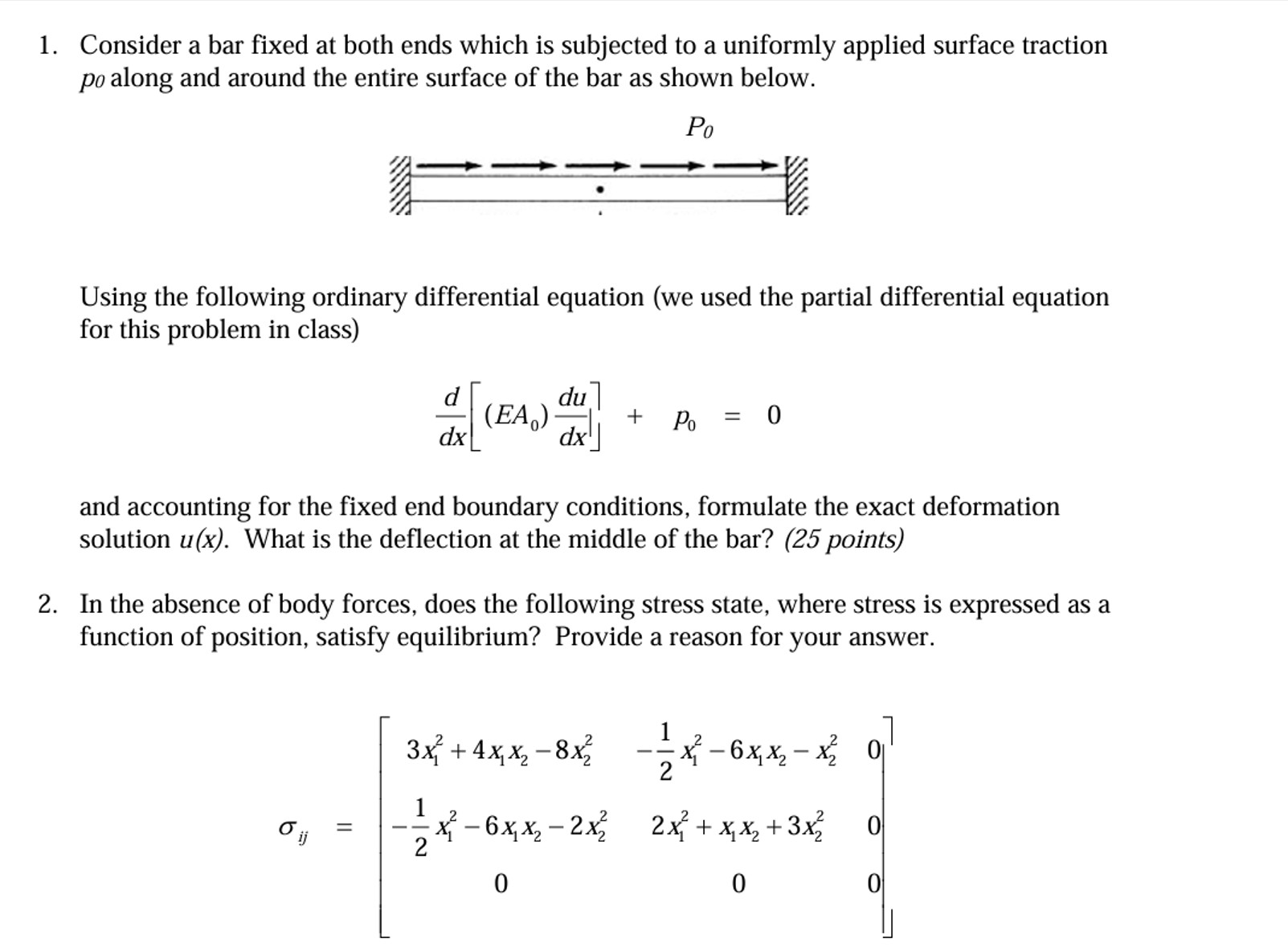 Solved Consider a bar fixed at both ends which is subjected | Chegg.com