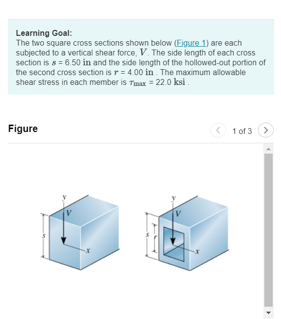 Solved Learning Goal:The two square cross sections shown | Chegg.com