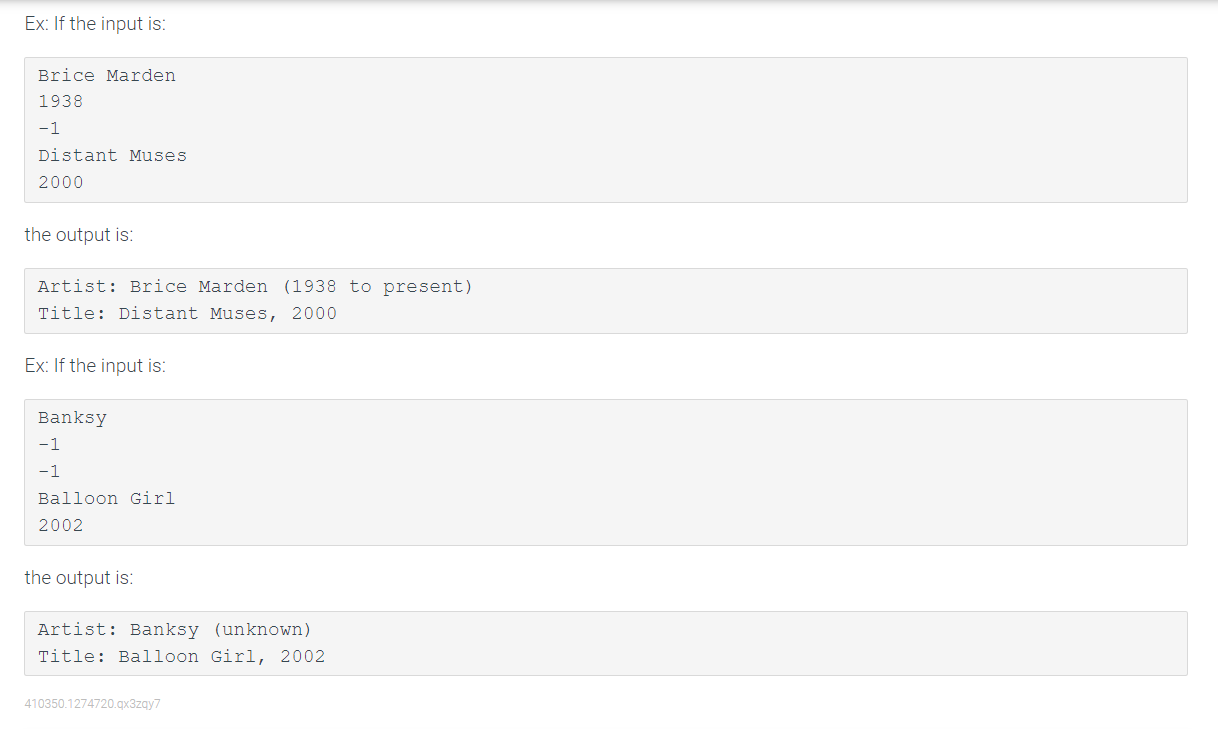 Solved 7.27 LAB: Artwork label (classes/constructors) Given | Chegg.com