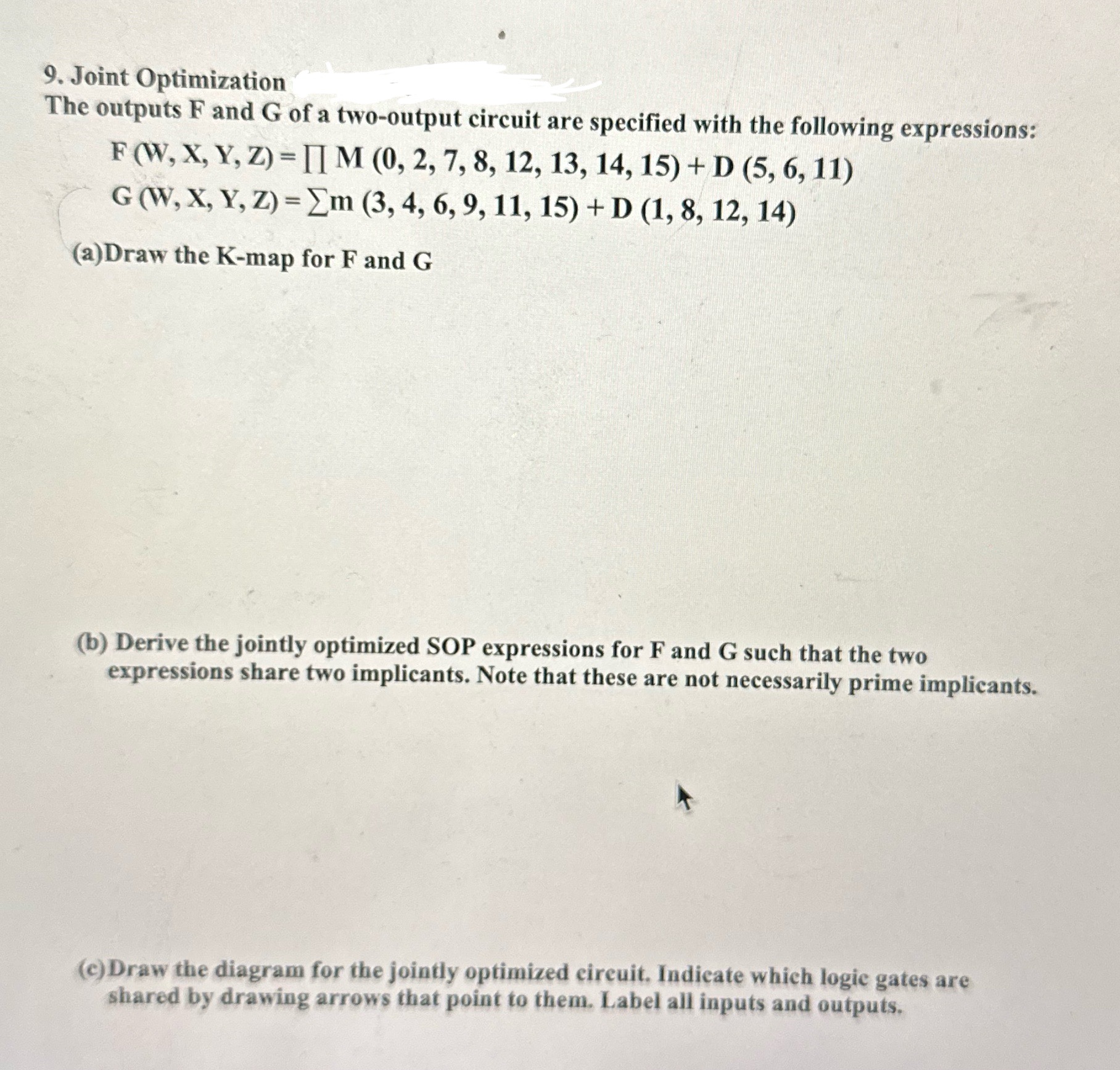 Solved Joint OptimizationThe outputs F and G of a two-output | Chegg.com