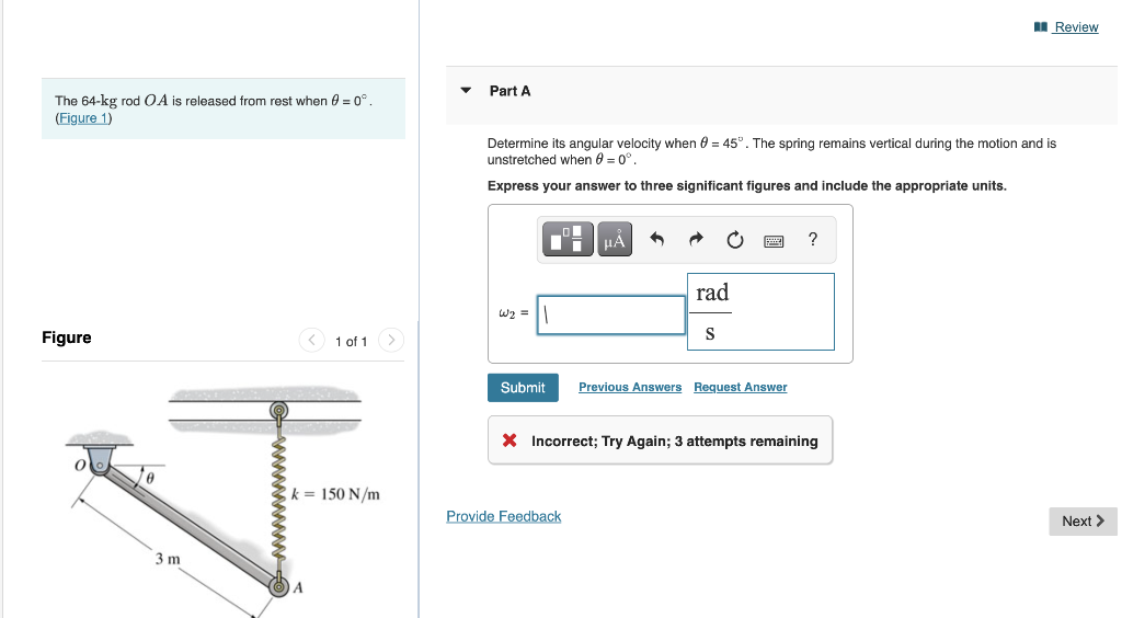 Solved The 64-kg rod OA is released from rest when θ=0∘. | Chegg.com